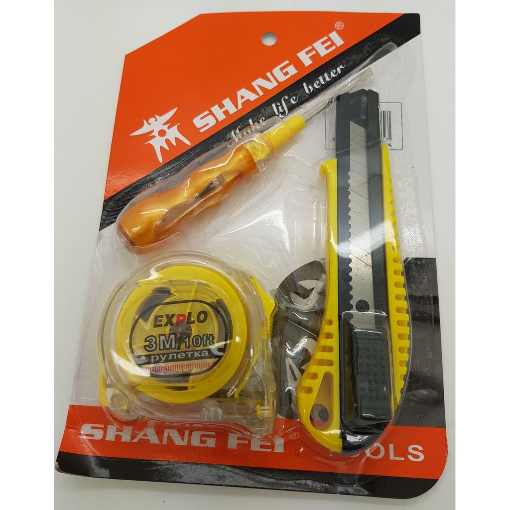 Jual 3 in 1 Tools SHANG FEI ( tespen + meteran + cutter ) | Shopee ...