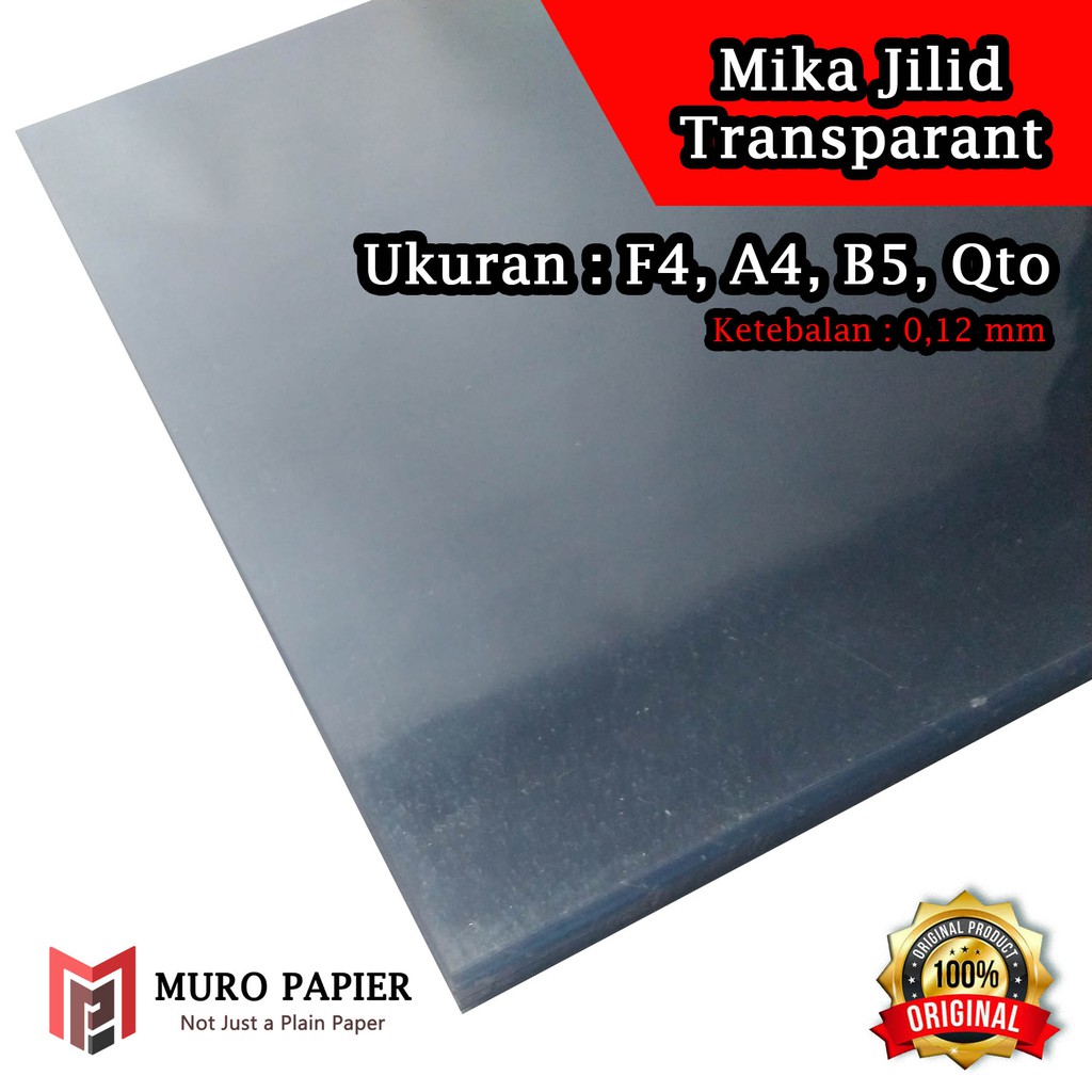 Jual ( PER PAK - ISI 10 ) Plastik Mika Jilid Transparant 0,12 mm A4 F4 Qto B5 - by Muro Papier ...
