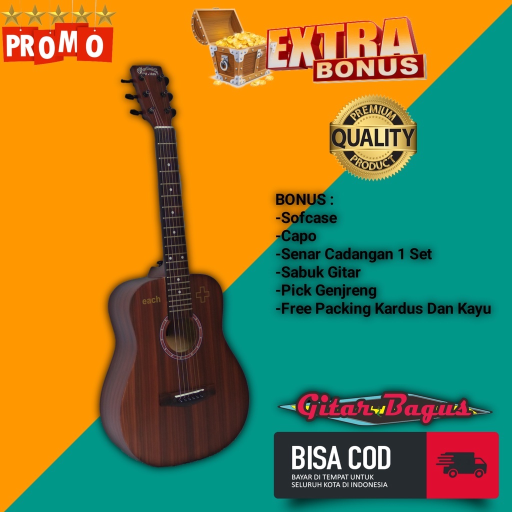Jual Gitar Martin Co 3/4 Akustik Traveler Fullset | Shopee Indonesia