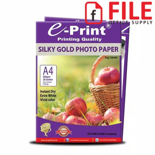 Jual Kertas Foto Eprint / Silky Gold Photo Paper e-Print A4 260gsm ...