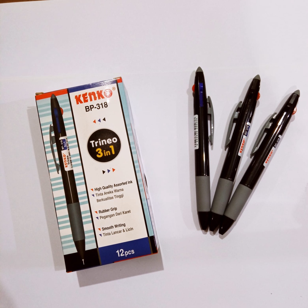 Jual PULPEN 3 WARNA KENKO BP 318 / PULPEN MULTI WARNA KENKO BP 318 ( PCS ) | Shopee Indonesia