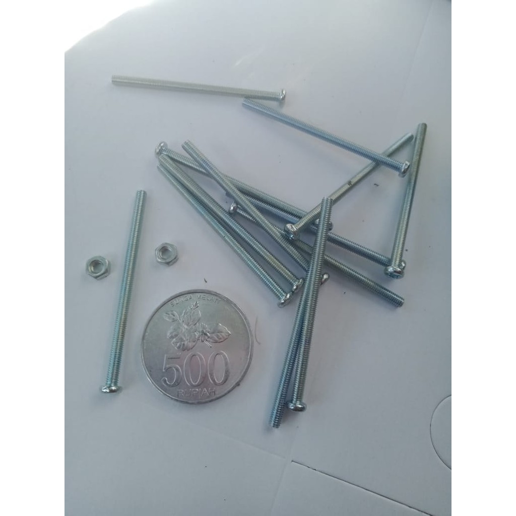 Jual baut jp 3mm x 40mm baut dan mur sepasang | Shopee Indonesia