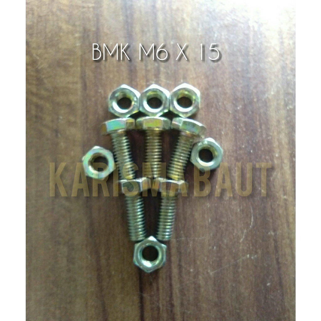 Jual [1 set baut+mur] BMK M6X15 (Baut Mur Kuning M6 x 15) | Shopee Indonesia