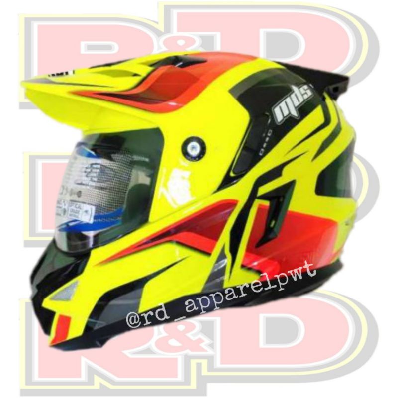 Jual helm mds super pro 2 motif dan solid double visor helm supermoto ...