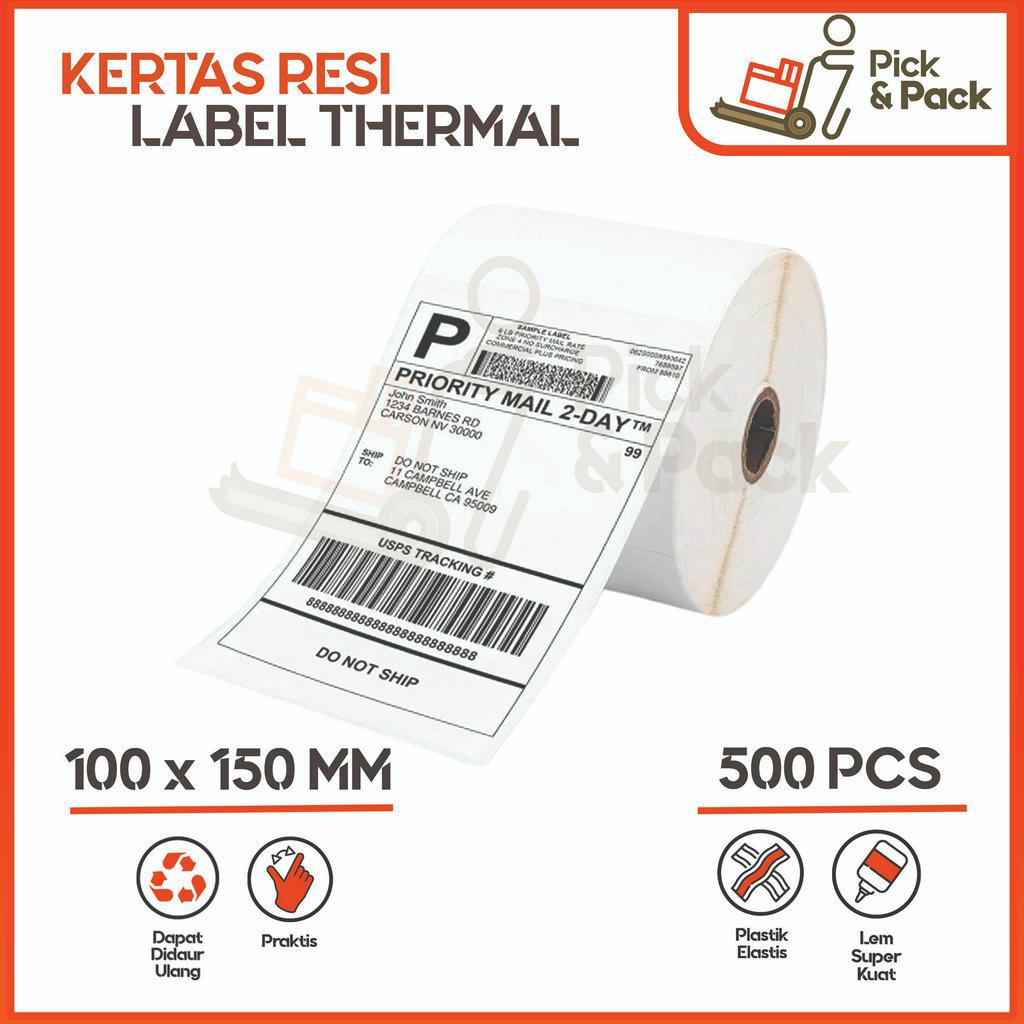 Jual Resi Thermal 100x150 isi 500 pcs / Label Stiker Thermal 100x150 mm 10x15cm 500pcs / LABEL ...