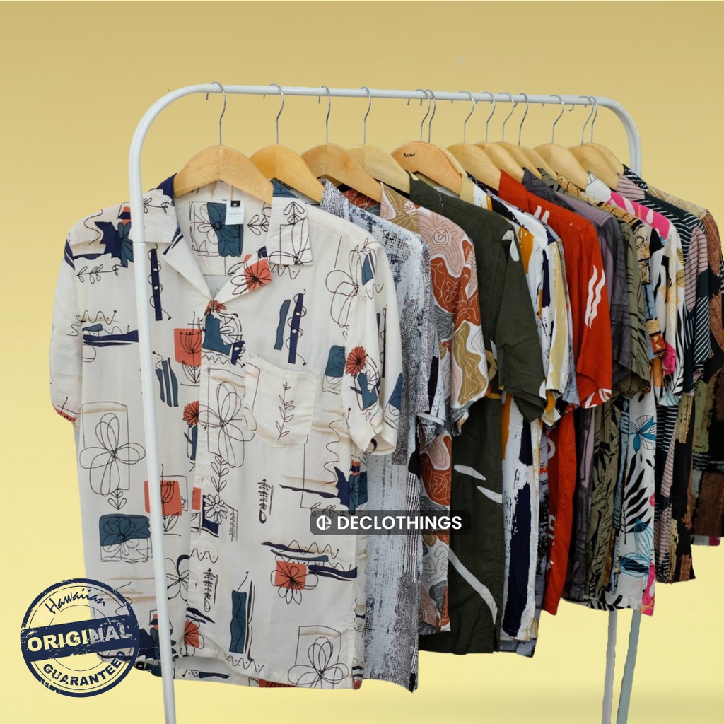 Jual Kemeja Pantai Pria Hawai Pattern Floral Kemeja Bowling Open Collar ...