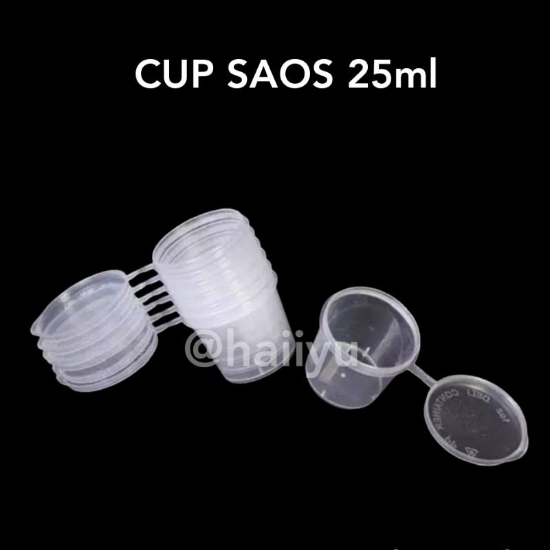 Jual (50bj) Cup Saos 25ml Plastik Tempat sauce cup tutup | Shopee Indonesia