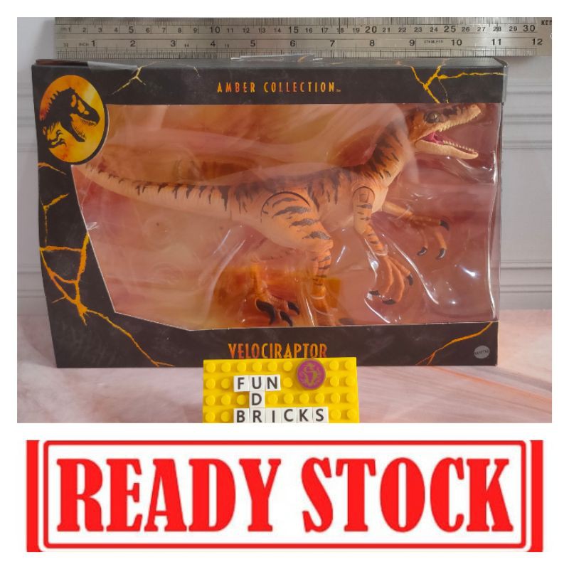 Jual Mattel Jurassic World Velociraptor Tiger Striped Amber Collection ...