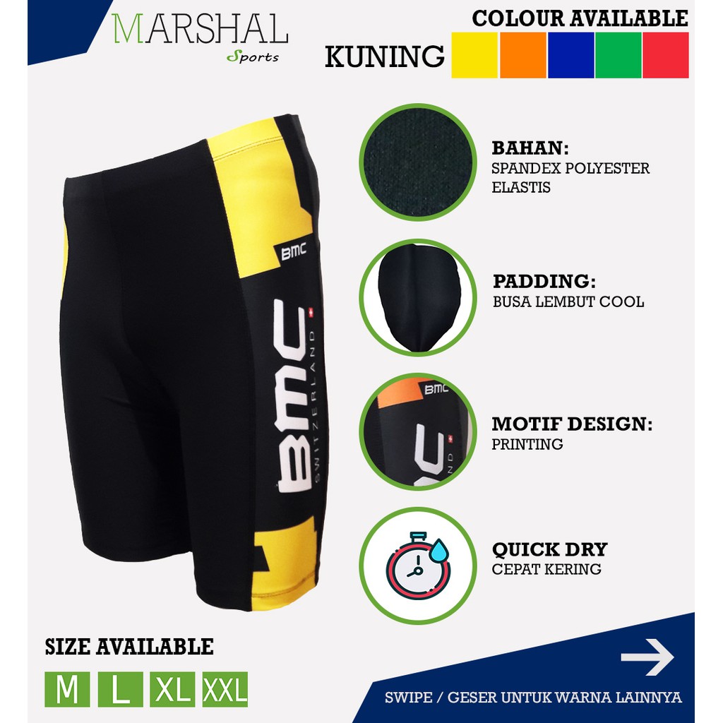 Jual Celana Sepeda Pendek Ketat Premium Spandex Padding Busa Spon BMC ...