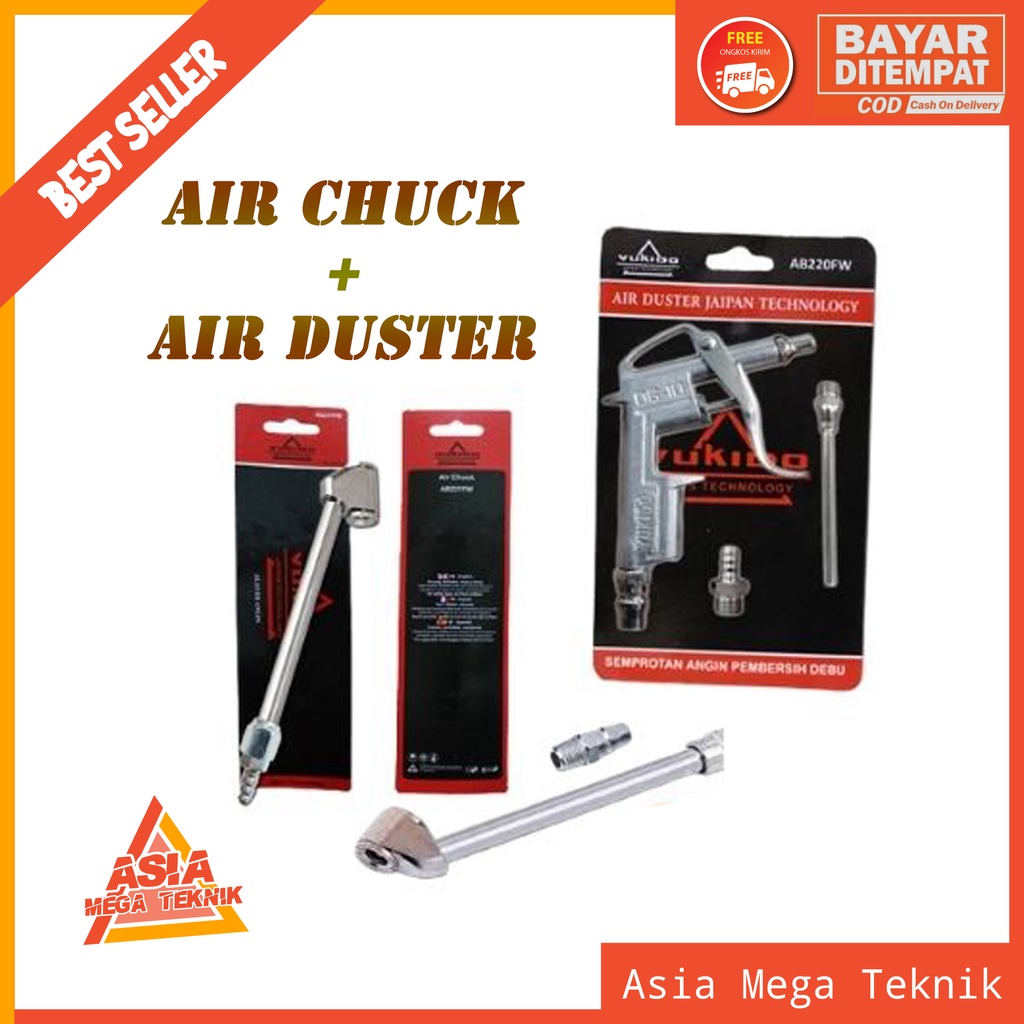 Jual PROMO!!! PAKET 3 IN 1 AIR CHUK DAN AIR DUSTER Alat Pengisi Angin Ban / Air Tire Chuck Alat ...