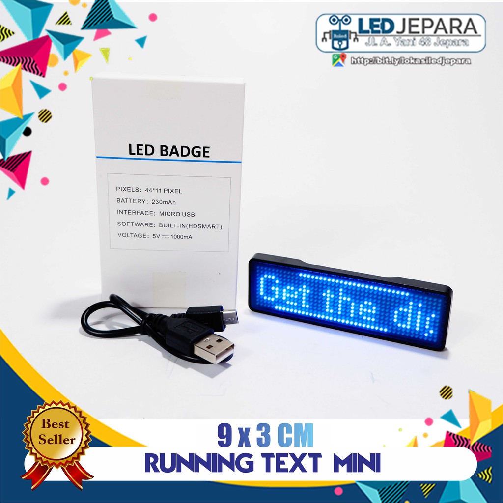 Jual PAPAN NAMA LED RUNNING TEXT MINI TULISAN BERJALAN MINIATUR NAMETAG LED BADGE RUNNING TEXT ...