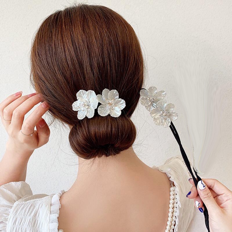 Jual Hair Bun Sanggul Rambut Bunga Putih Model Korean Aksesoris Rambut ...