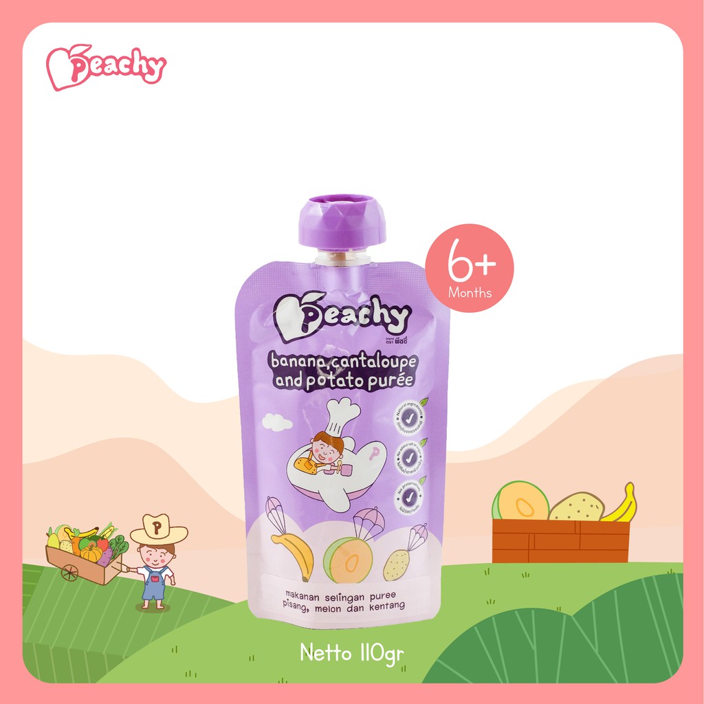 Jual [MPASI 6 BULAN] - Peachy Banana, Cantaloupe and Potato Puree 110gr ...