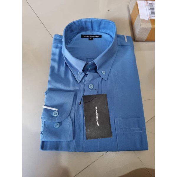 Jual Kemeja Polos Lengan Panjang M L XL semi slim hijau tosca pink muda ...