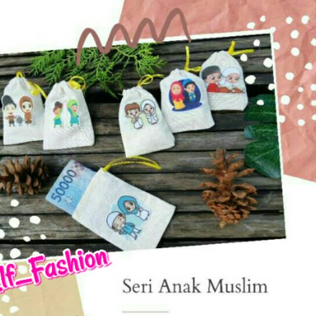 Jual amplop lebaran flanel karakter | dompet serut | Shopee Indonesia