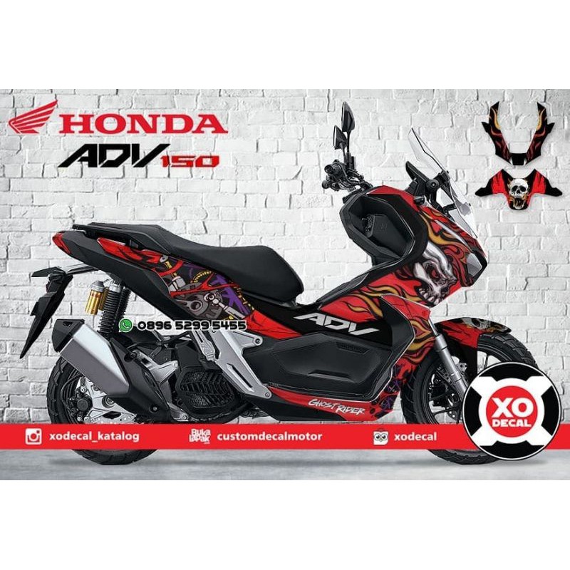 Jual DECAL STICKER HONDA ADV 150 SKULL RED FLAME DESIGN | Shopee Indonesia