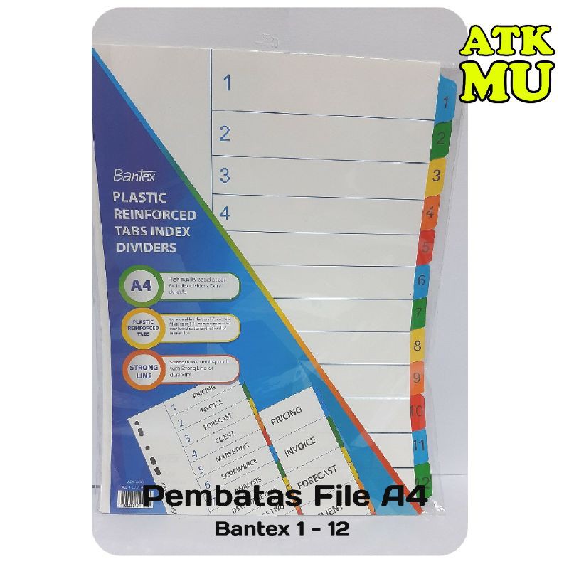 Jual Pembatas Odrner Binder/Cardboard Divider/Divider A4 Index 1-12 ...