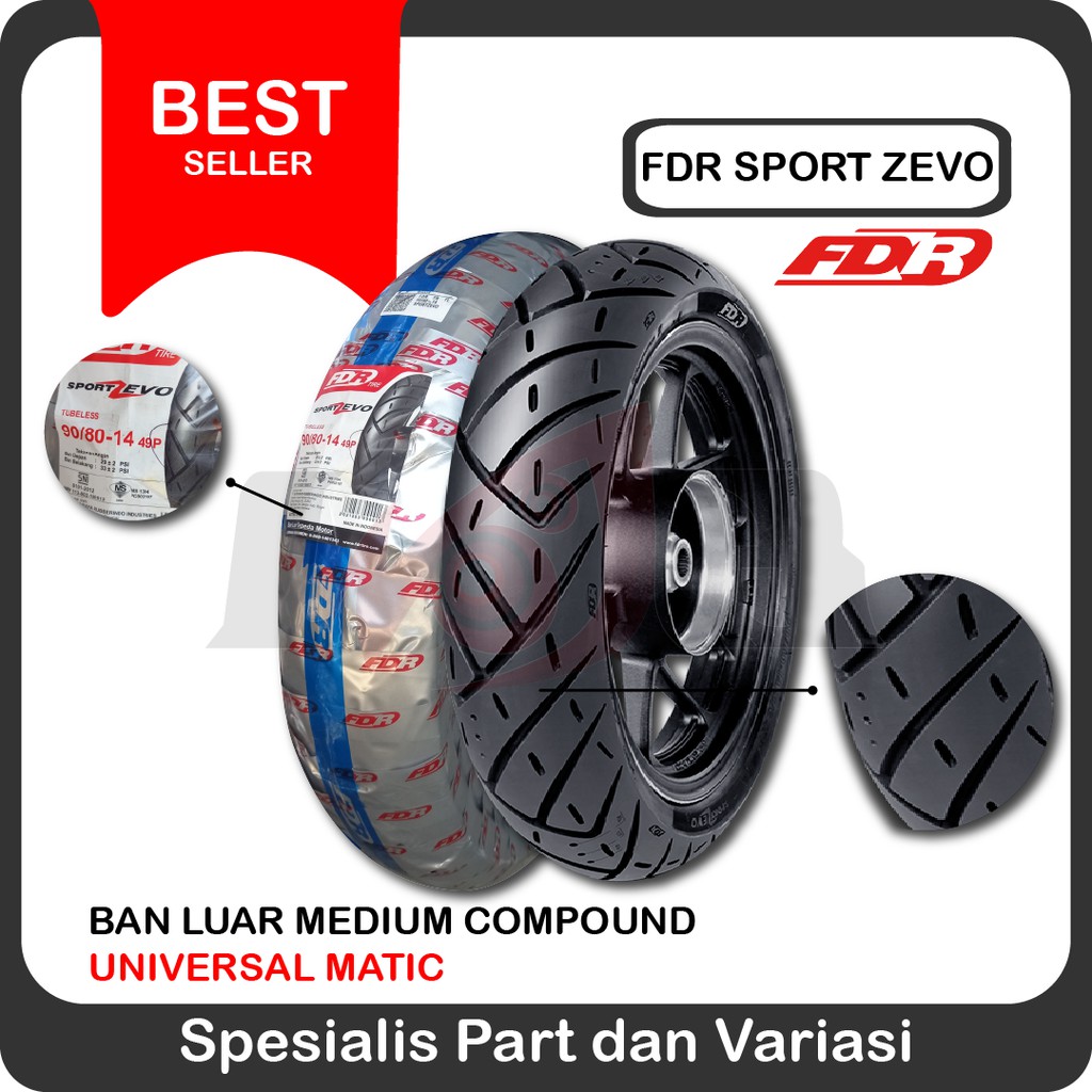 Jual FDR 90/80-14 Sport Zevo Ban Tubeless Motor Matic Matik | Shopee Indonesia