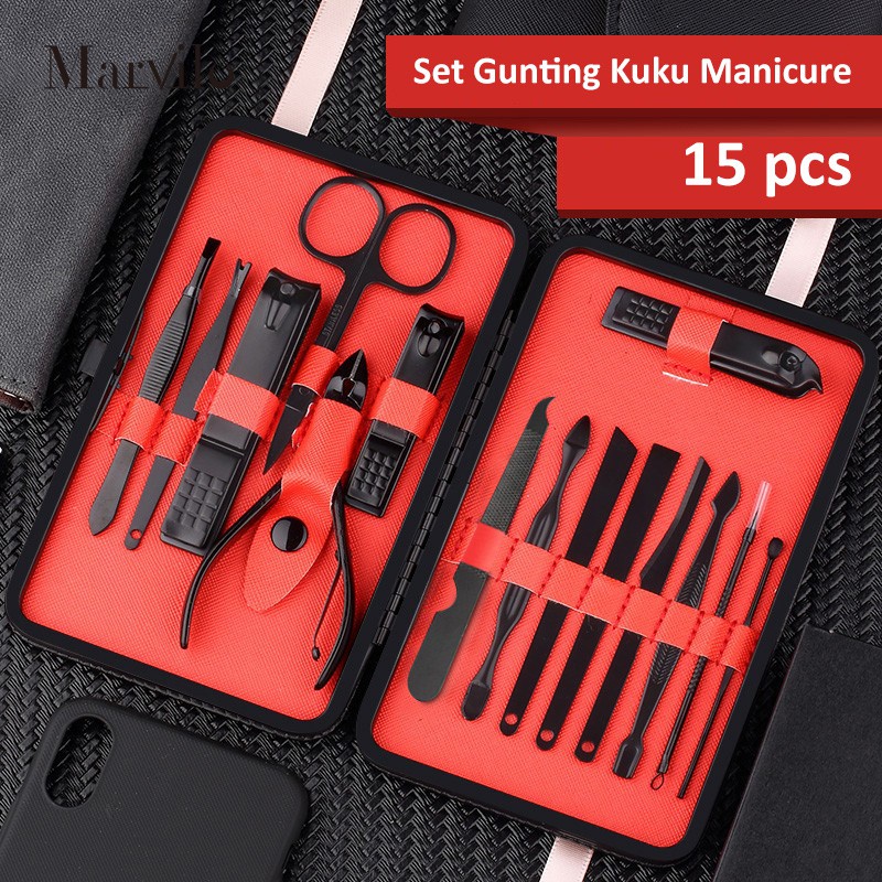Jual ALAT MANICURE PEDICURE 1 SET 15pcs ALAT MENI PEDI GUNTING KUKU SET ...