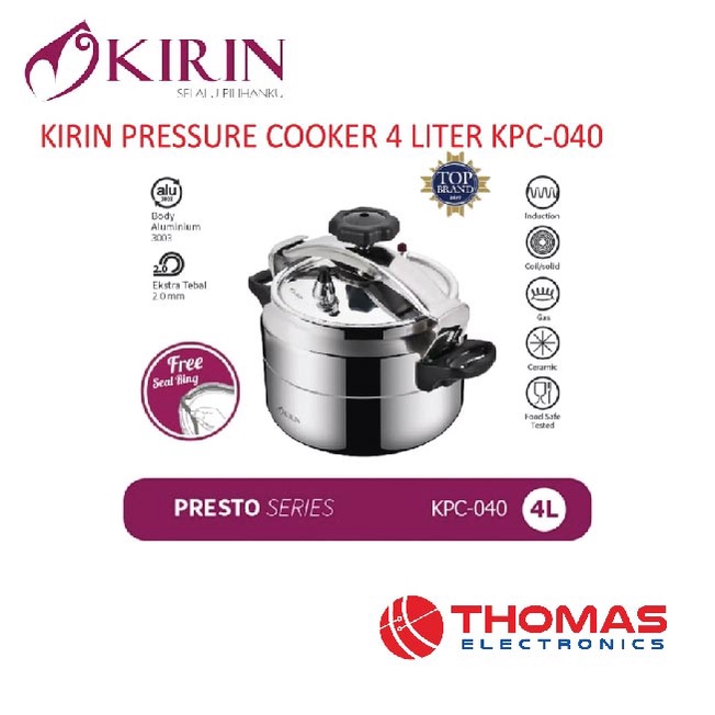 Jual KIRIN PRESSURE COOKER 4 LITER KPC 040 PANCI PRESTO KIRIN GARANSI RESMI | Shopee Indonesia