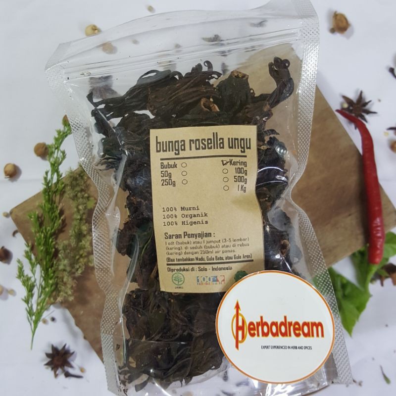Jual 100 GRAM ROSELA ROSELLA UNGU HITAM PURPLE BLACK ROSELLE HIBISCUS ...