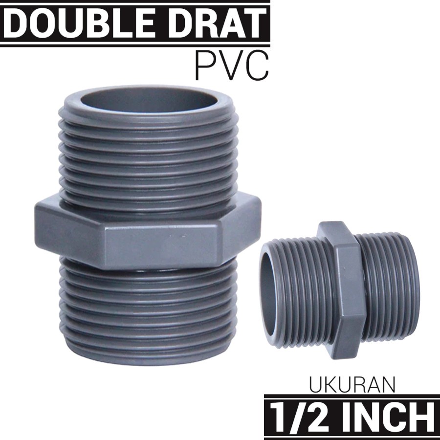 Jual Double Drat, Double Nepel Ukuran 1/2 inch - Double Nipple PVC | Shopee Indonesia