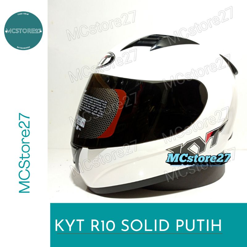 Jual HELM FULL FACE KYT R10 SOLID WHITE | PUTIH | Shopee Indonesia