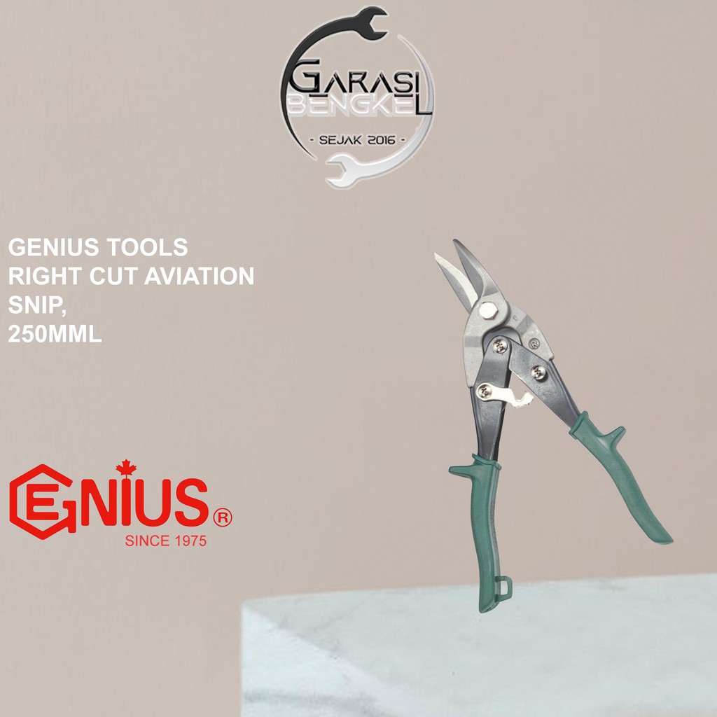 Jual Genius Tools Right Cut Aviation Snip 10" Gunting Seng 250mmL ...