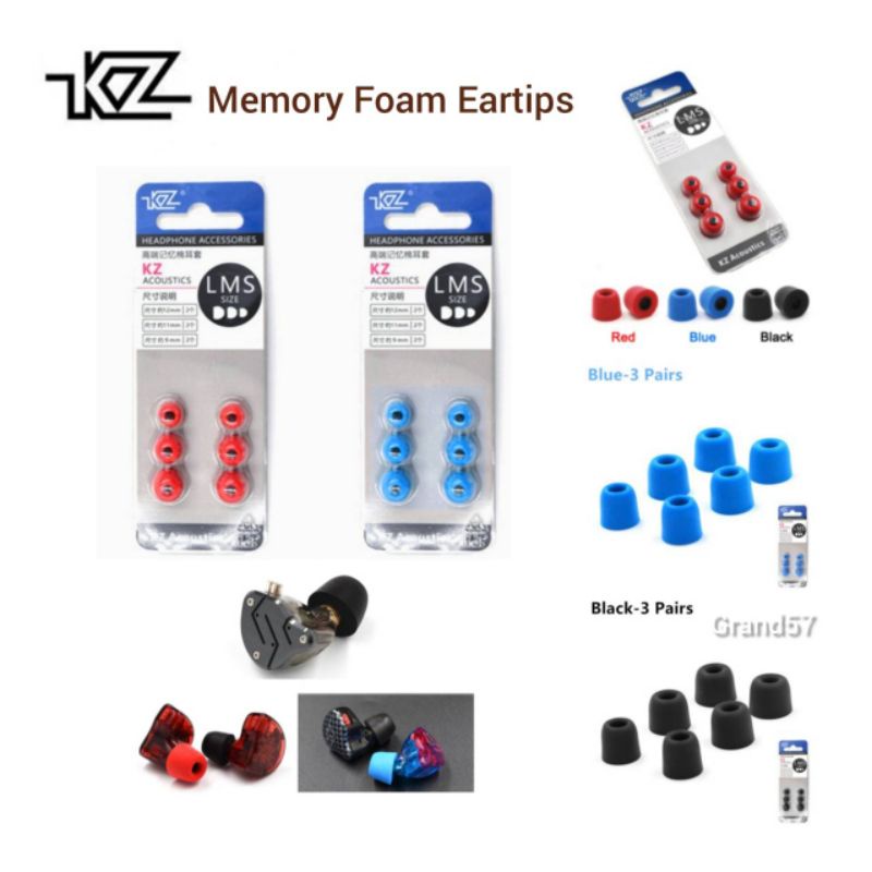 Jual KZ memory foam 3 Pair eartips earbuds earphone silicone foam busa ...