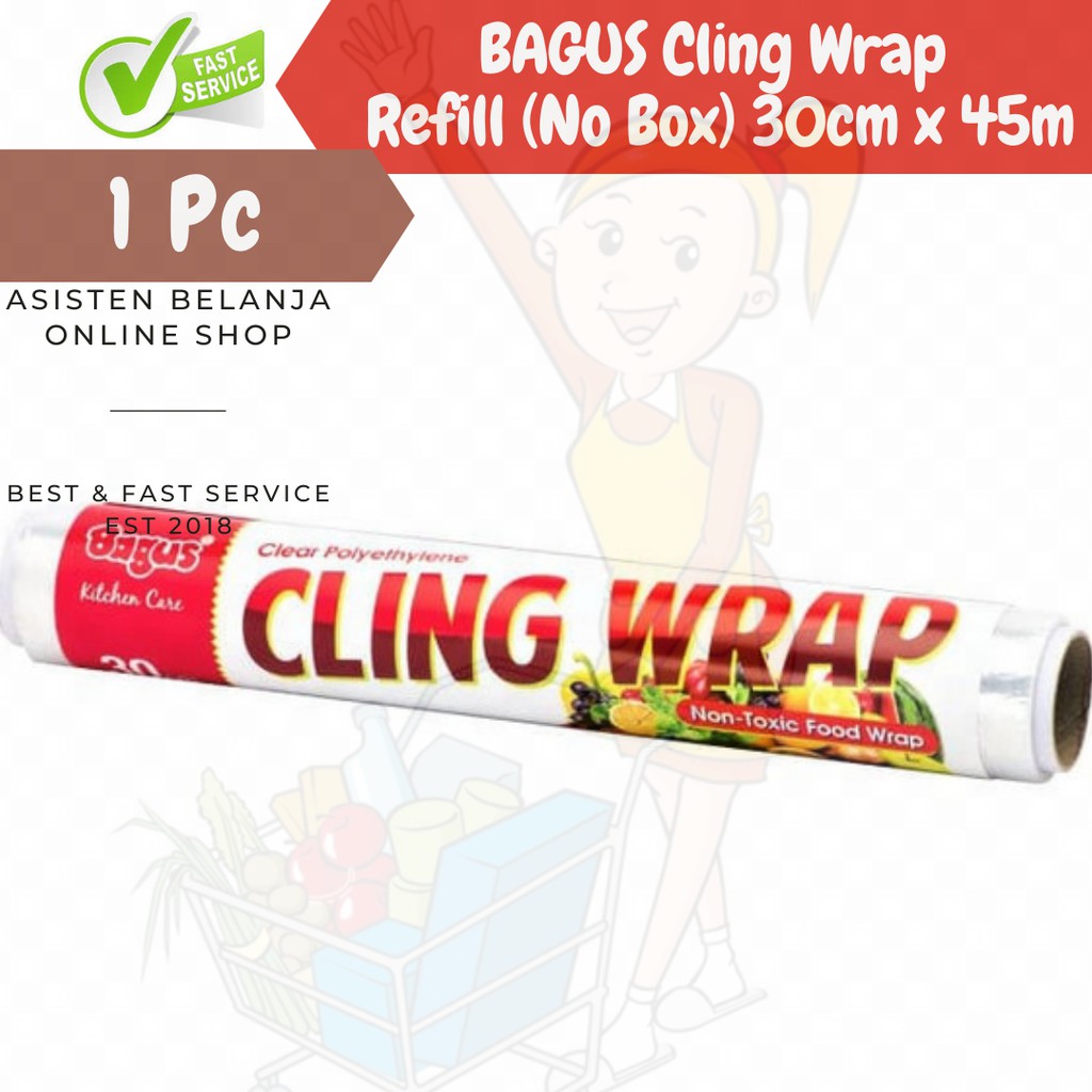 Jual BAGUS Cling Wrap REFILL No Box 30cm X 45meter Plastik Makanan Food ...