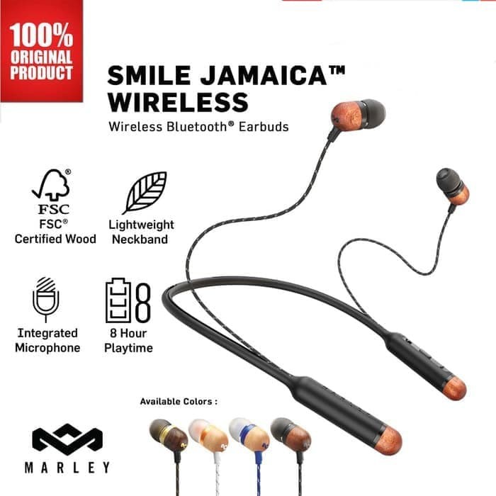 Jual Marley - Earphone Bluetooth - Smile Jamaica - Black - Original ...