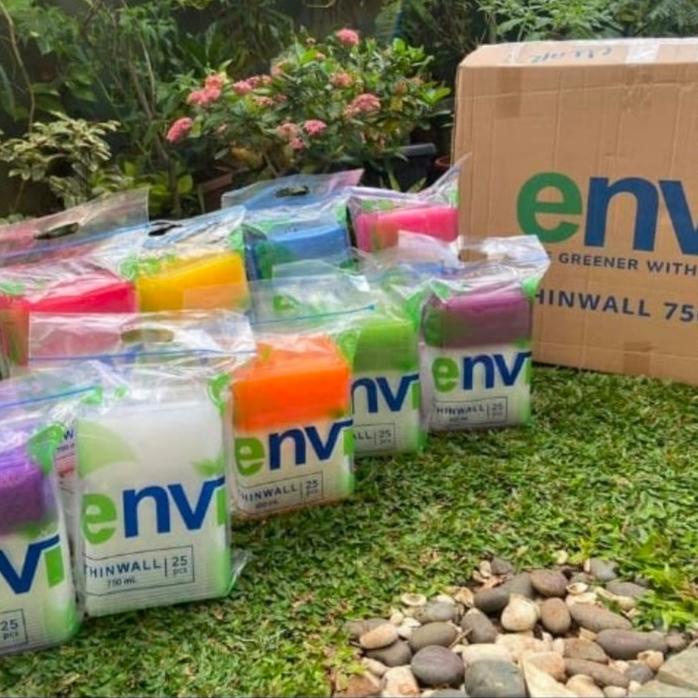 Jual Thinwall Envi Warna 750ml Rect 750 Ml Kotak Makanan Isi 25 Set