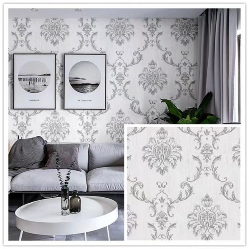 Jual Wallpaper Dinding Motif Batik Silver New 10m X 45cm Shopee Indonesia