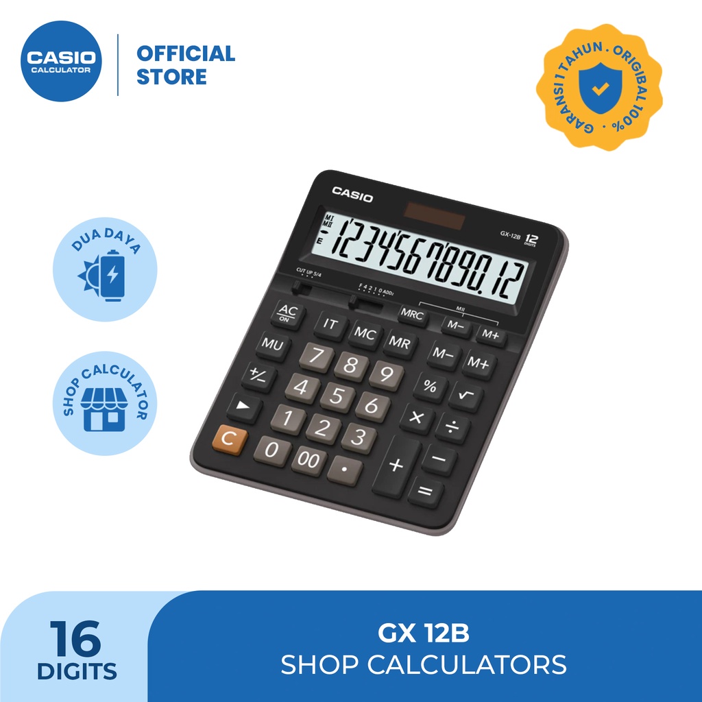 Jual CASIO GX-12B - Hitam - Kalkulator Toko/ Dagang - 12 digit | Shopee Indonesia