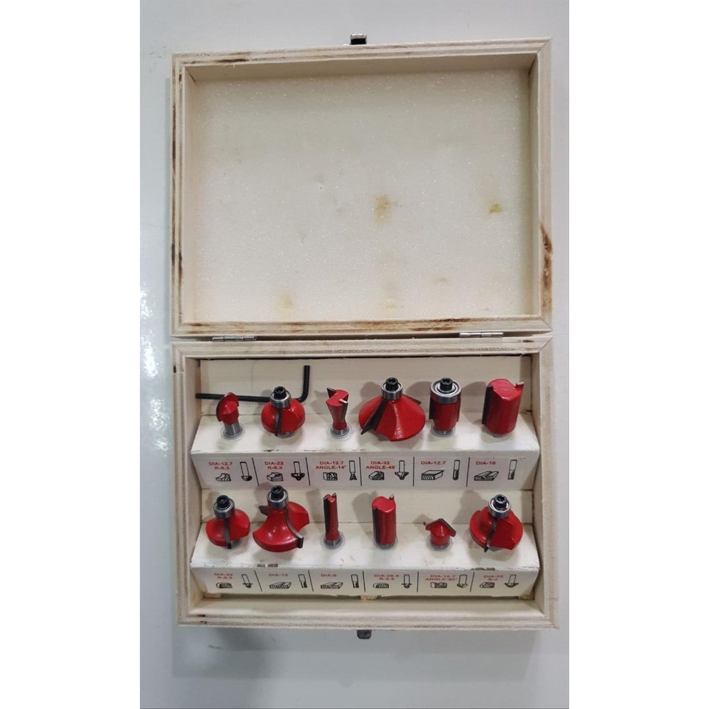 Jual MAIL SET 12 pc router bit set mata profil mata trimmer krisbow ...