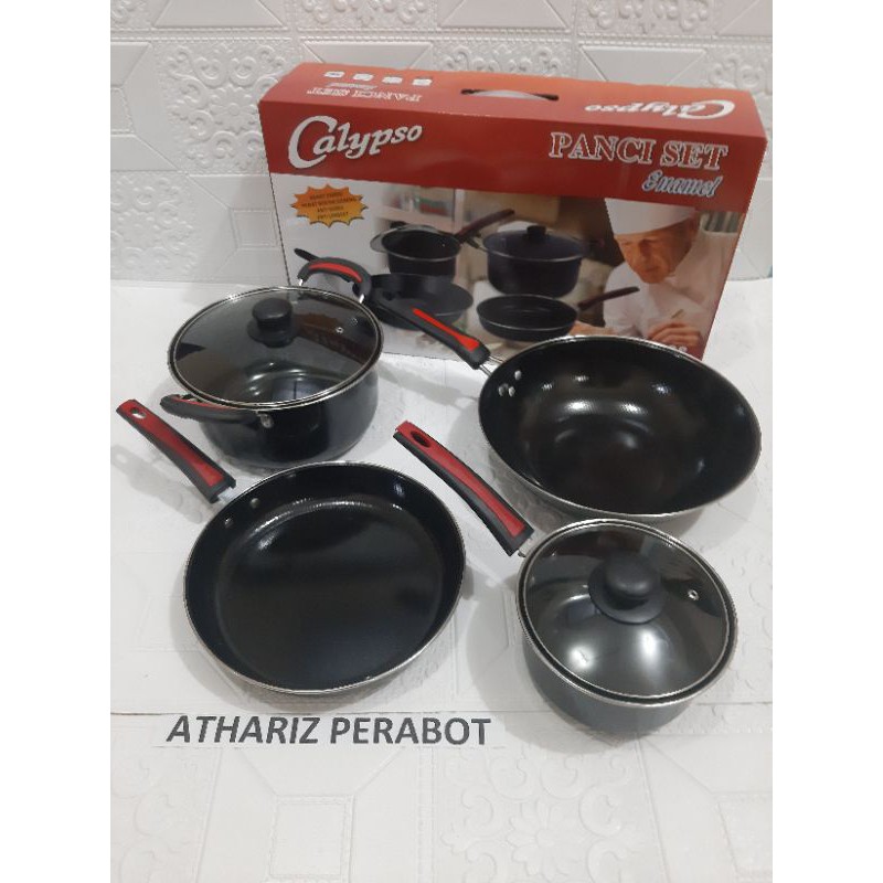 Jual Panci Set Enamel CALYPSO Cookware Set Tutup Kaca | Shopee Indonesia