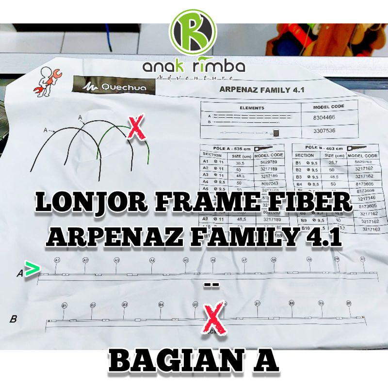 Jual LONJOR FRAME FIBER ARPENAZ FAMILY 4.1 TENDA DOME QUECHUA | Shopee ...