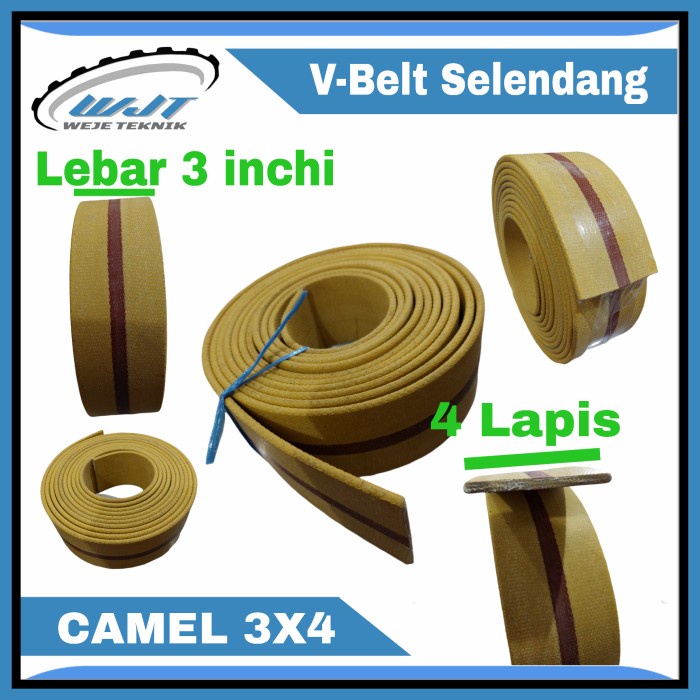 Jual Belt Fanbel Selendang Kuning 3" x 4 Lapis CAMEL ORI Pecah Kulit ...