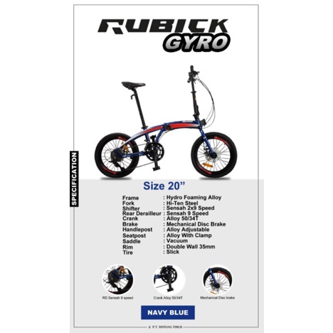 Jual sepeda lipat/bicycle folding 20 inch rubick Alloy gyro | Shopee ...