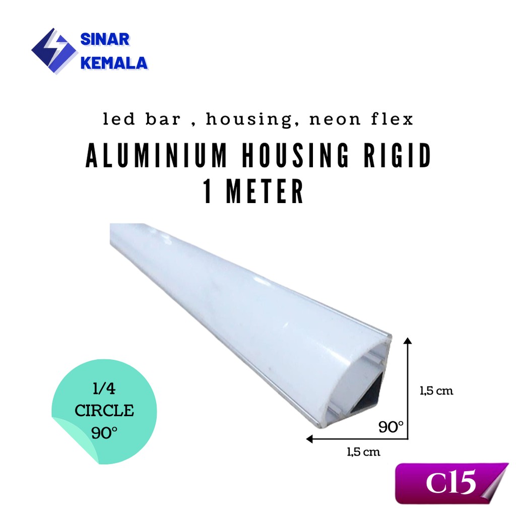 Jual Housing Rigid LED Strip Aluminium Type E Sudut 90° 1/4 Lingkaran 1 ...