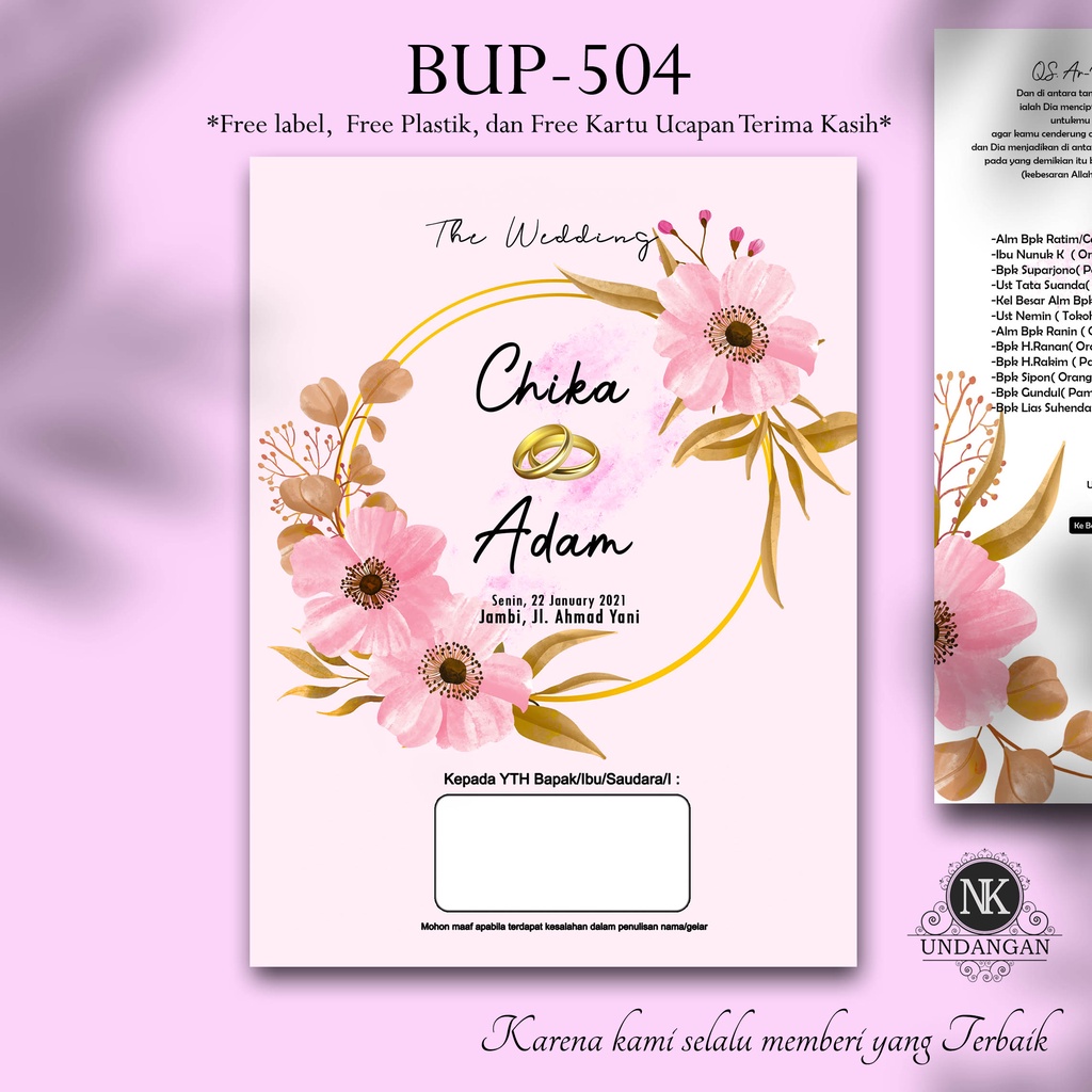 Jual Undangan Pernikahan Murah yang Estetik Mewah Simple Elegan BC 200 ...