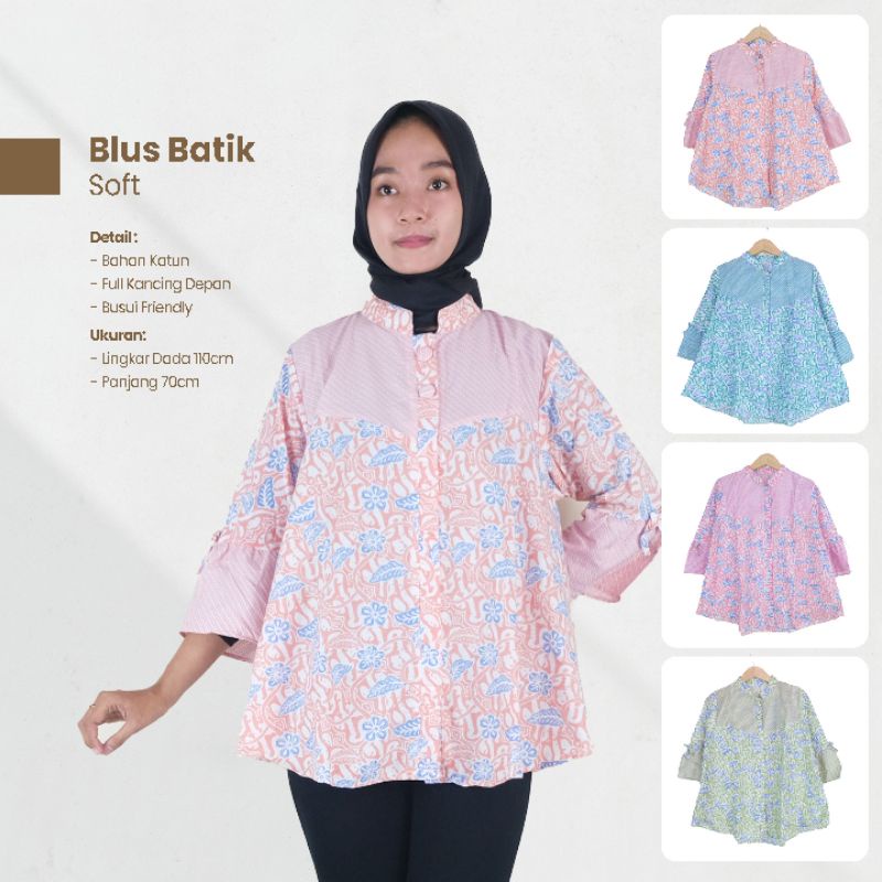 Jual Blus Batik Terompet Soft - Naira Batik | Shopee Indonesia
