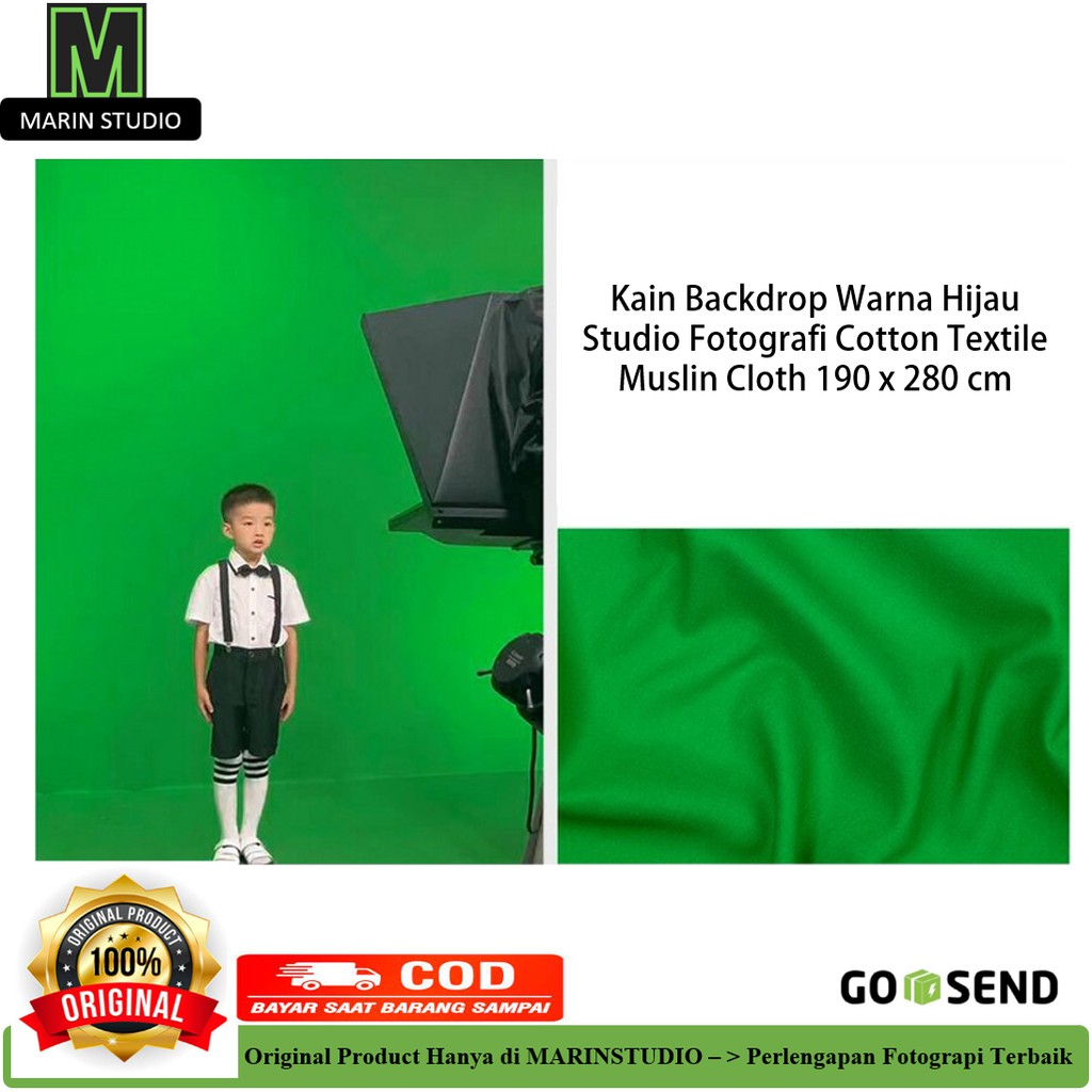 Jual Kain Background Warna Hijau 190x280cm Green Screen Greenscreen ...