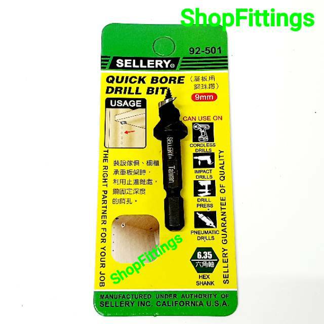 Jual SELLERY 92 501 Mata Bor Lubang Dowel Ambalan Quick Bore Drill Bit ...