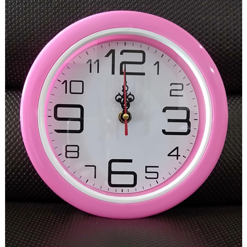 Jual Jam dinding body pink polos angka besar diameter 21cm (bisa ...