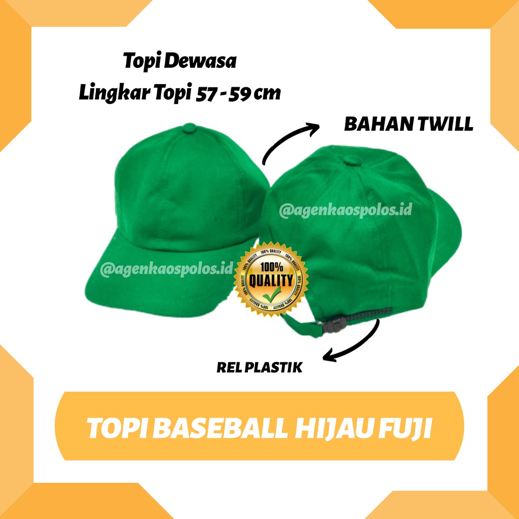 Jual TOPI BASEBALL POLOS TWILL WARNA HIJAU FUJI - TOPI DEWASA PREMIUM ...