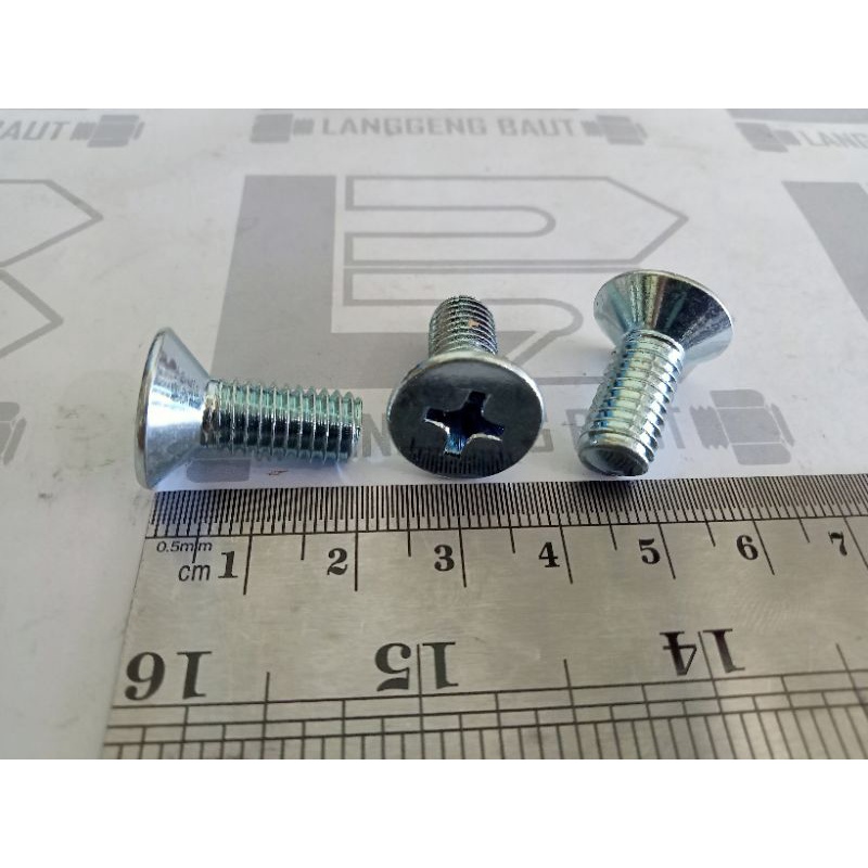 Jual Baut JF M8 x 20 Galvanis / Machine Screw M8x20 Kepala Obeng Rata | Shopee Indonesia