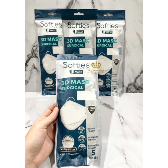 Jual MASKER SOFTIES 3D SURGICAL 4 PLY (KF94) 1 Sachet isi 5 PC | Shopee ...