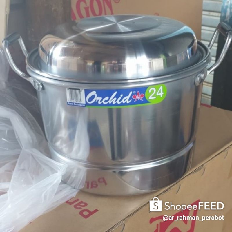 Jual panci kukusan langseng alumunium diameter 24cm ORCHID | Shopee ...