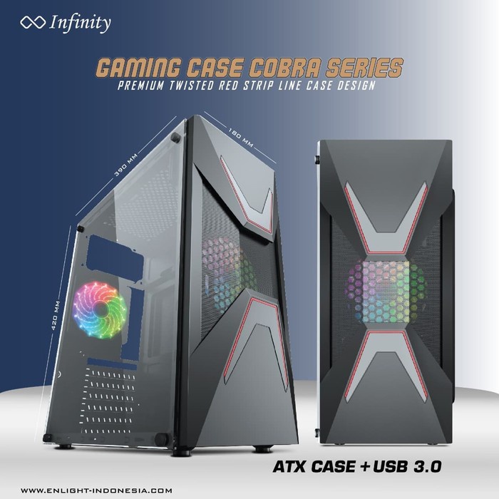 Jual CASING PC GAMING CASE INFINITY COBRA ATX | Shopee Indonesia